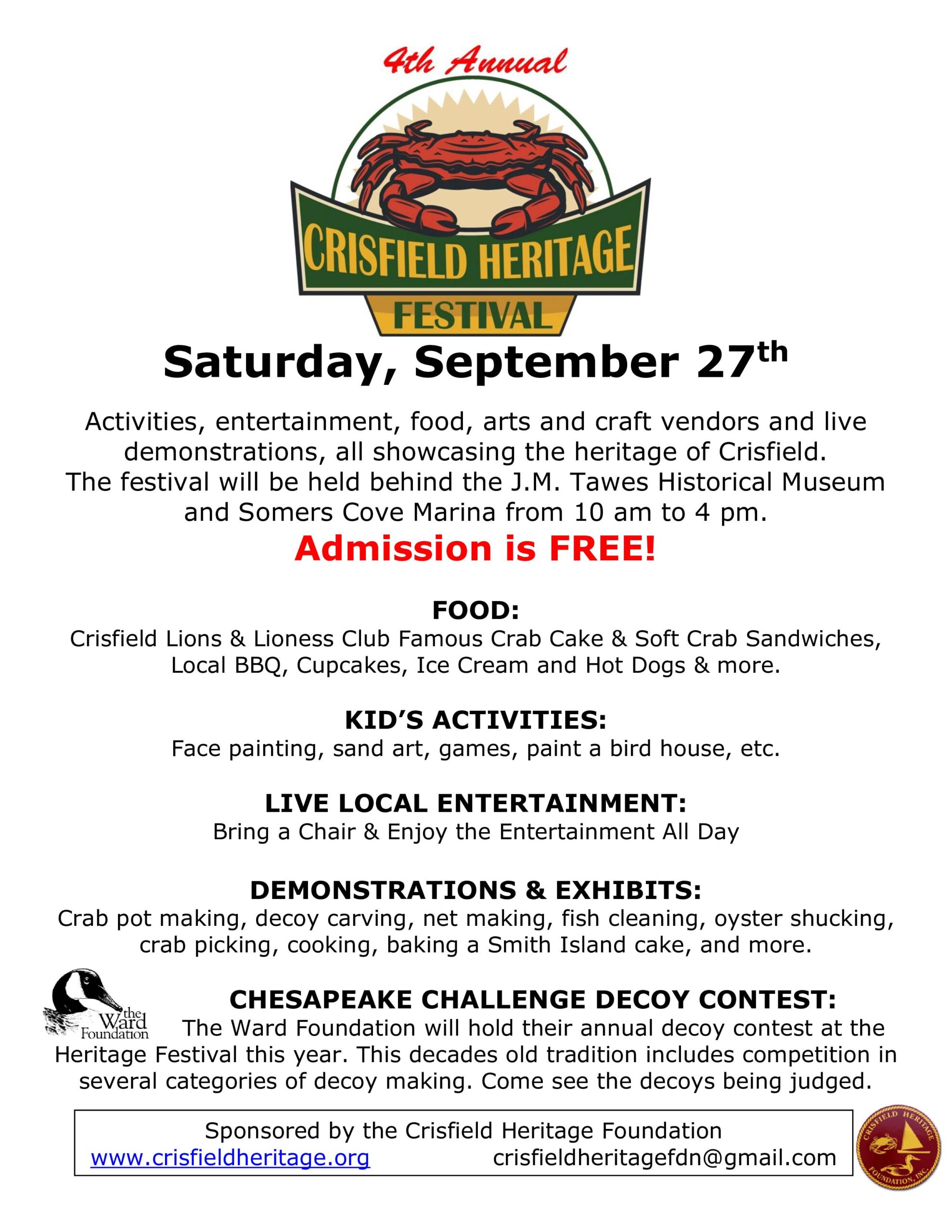 4th Annual Crisfield Heritage Festival – WOW That's Country | 10 In a ...